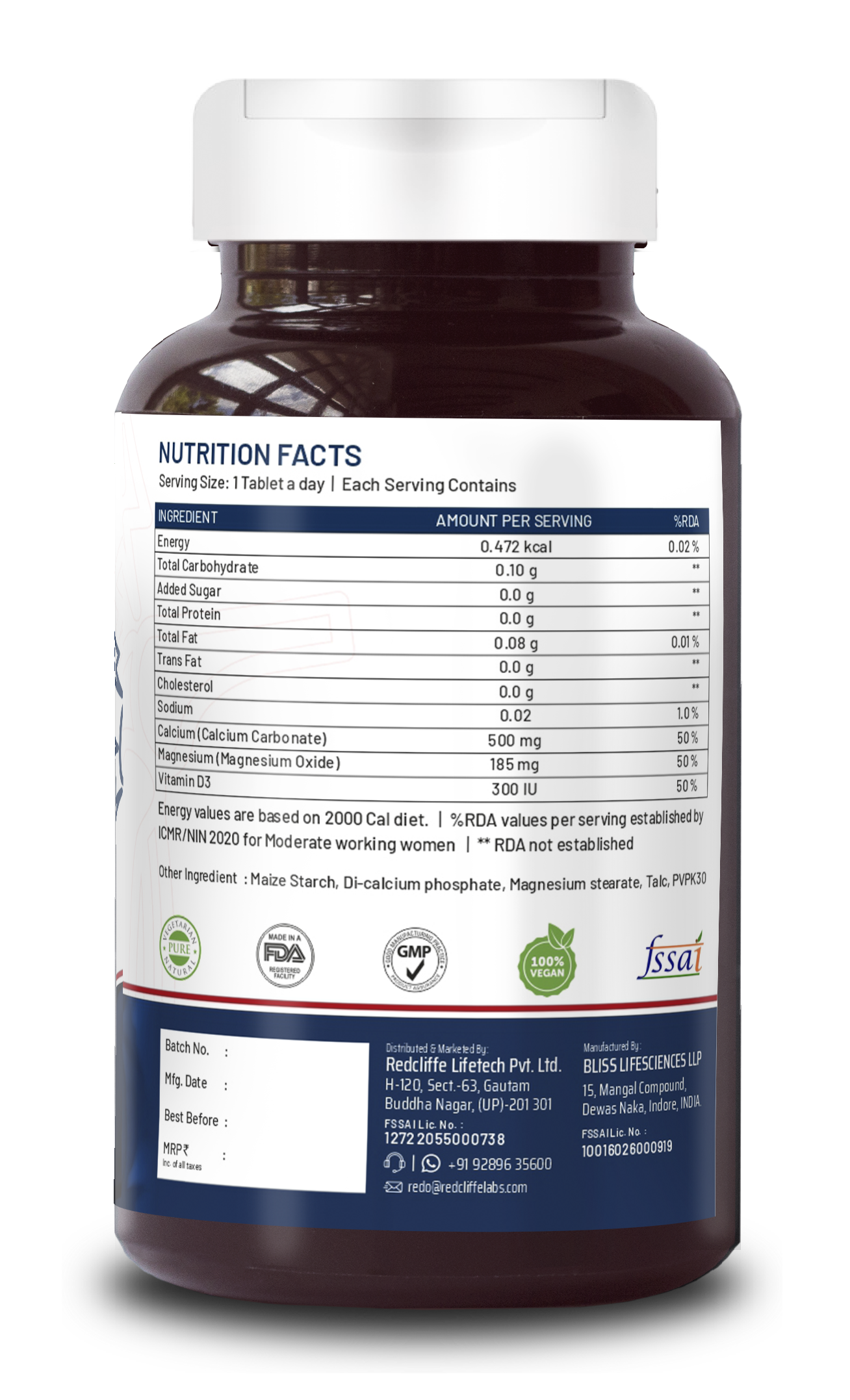Calcium and joint support tablets Organic Online - RedO Care